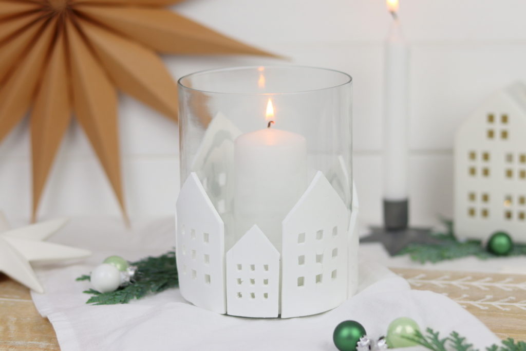 DIY - Windlicht mit Lichterhäusern aus Modelliermasse selber machen